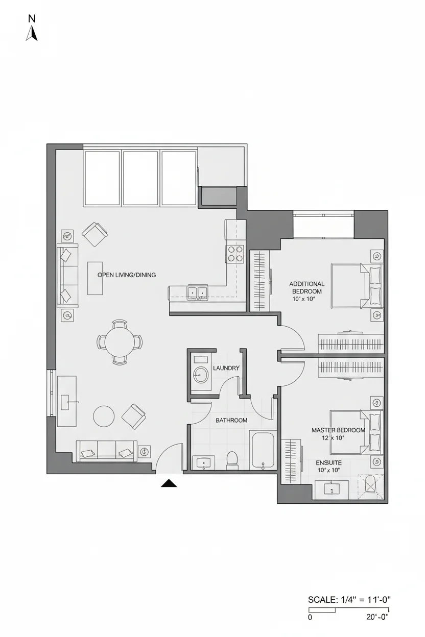 3 Bedroom Medium House Plan #1 | 1350 Sq Ft | Small House Plans