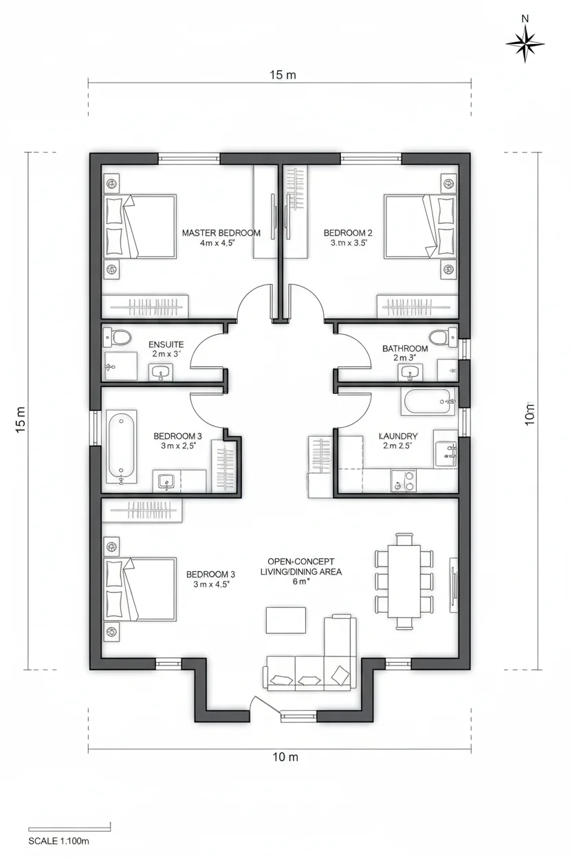2 Bedroom Cabin House Plan #2 | 950 Sq Ft | Small House Plans