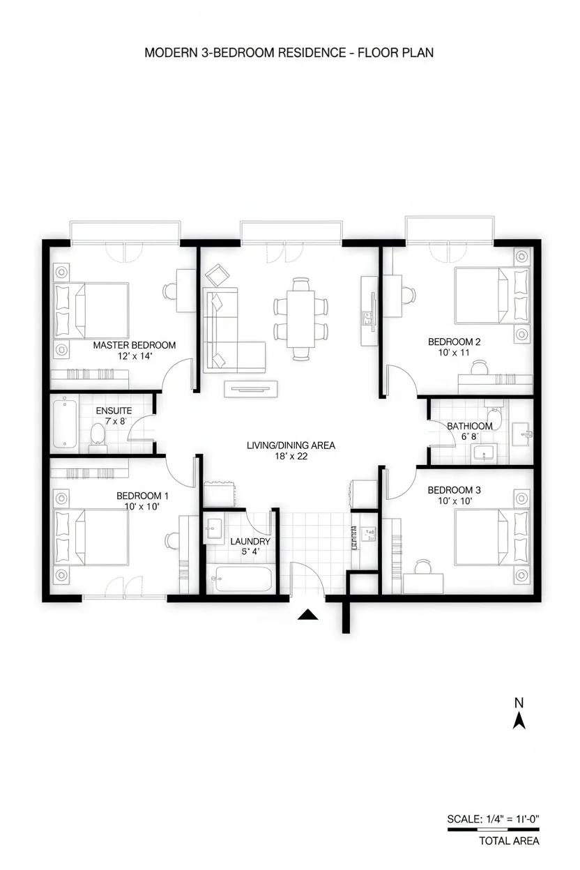 2 Bedroom Compact House Plan #5 | 935 Sq Ft | Small House Plans